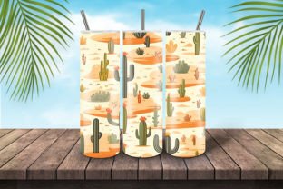 Seamless Desert Cactus Digital Papers Graphic by Pattern Universe ...