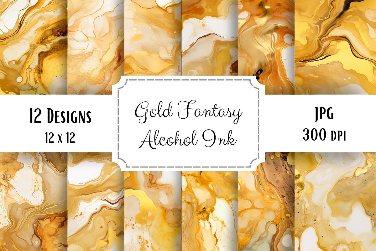 Gold Fantasy Alcohol Ink Graphic by Whimsy Girl · Creative Fabrica