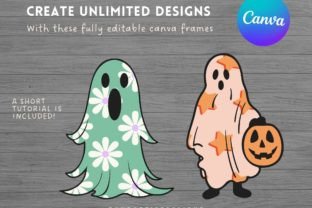 Retro Halloween Ghost Canva Frame Bundle Graphic by PandArtistDesign ...