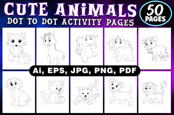 50 Cute Animals Dot to Dot Page for Kids Graphic by KIDS ZONE ...