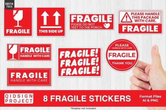 8 Fragile Stickers for Packaging Graphic by qidsign project · Creative ...