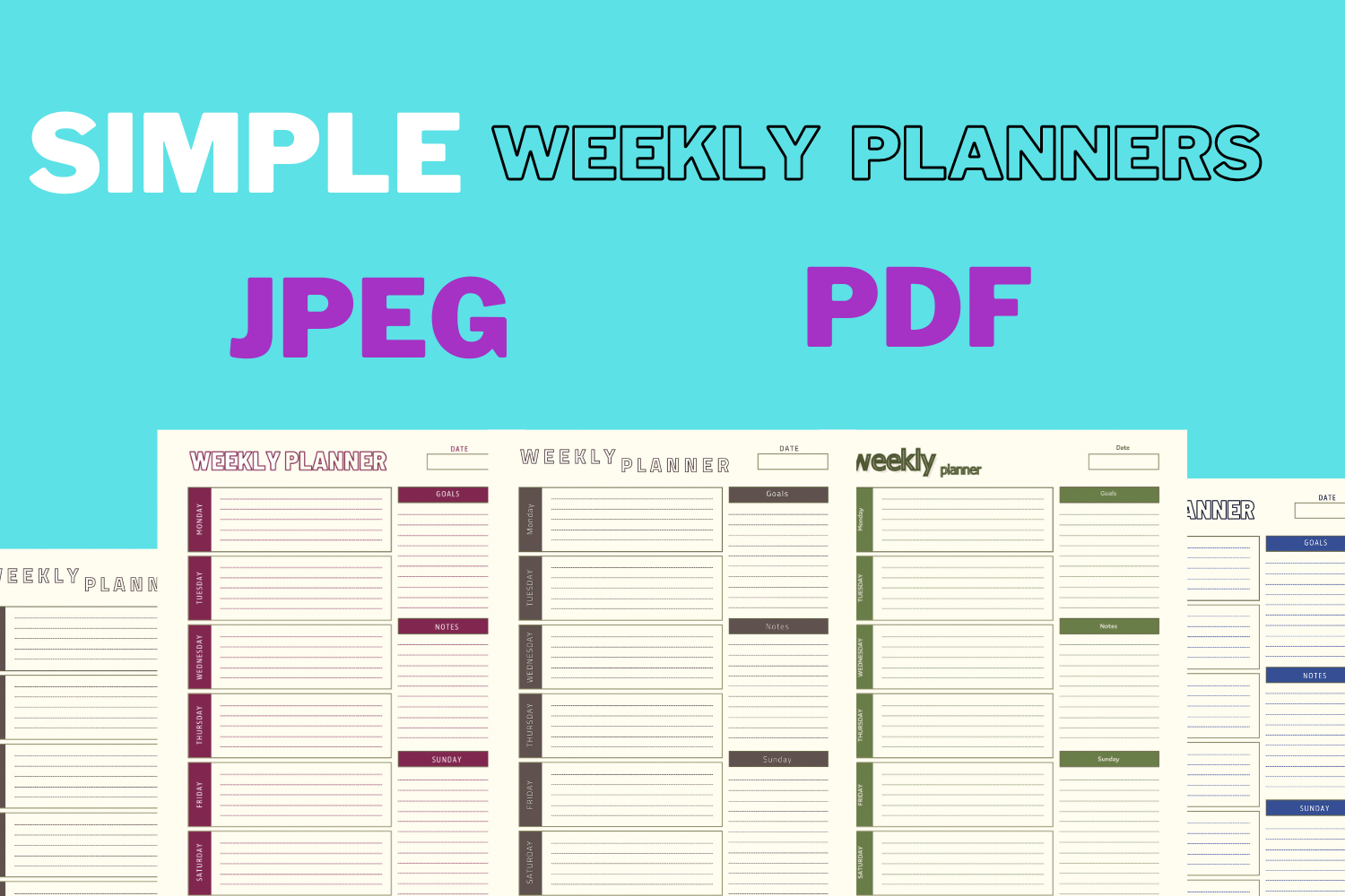 Best Simple Weekly Planner Freebie Graphic by M S for Digital Products ...