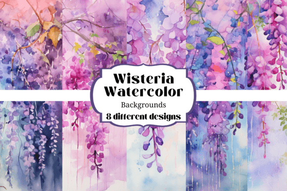 Purple Wistera Watercolor Backgrounds Graphic by Laura Beth Love ...