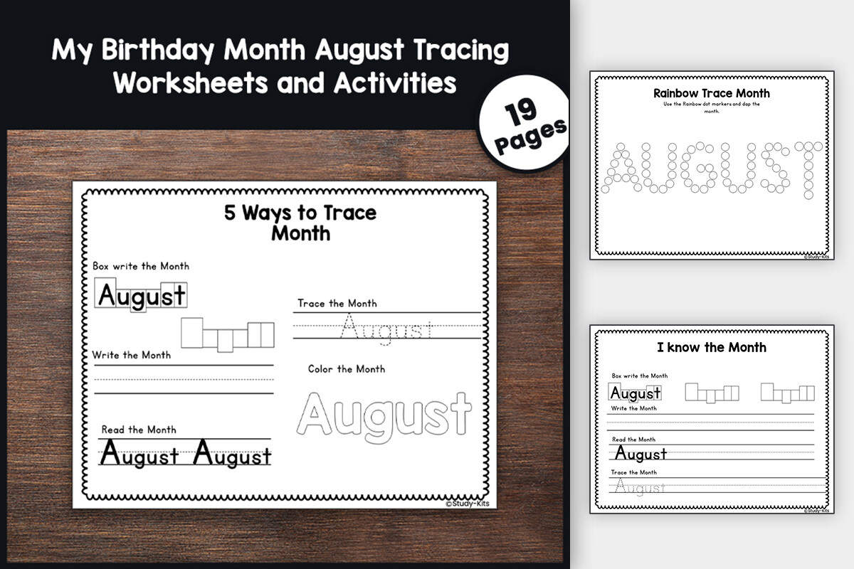 No Prep August Tracing Worksheet for Kid Graphic by TheStudyKits ...