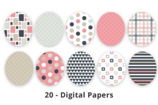 Pink and Navy Digital Scrapbook Paper Graphic by Lemon Paper Lab ...