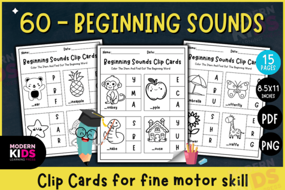 60 Beginning Sounds Clip Cards Graphic by Ovi's Publishing · Creative ...