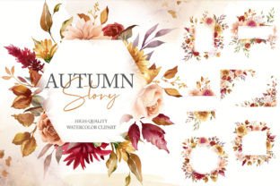 Fall Floral Frame Border Clipart PNG Graphic by WatercolorGardens ...