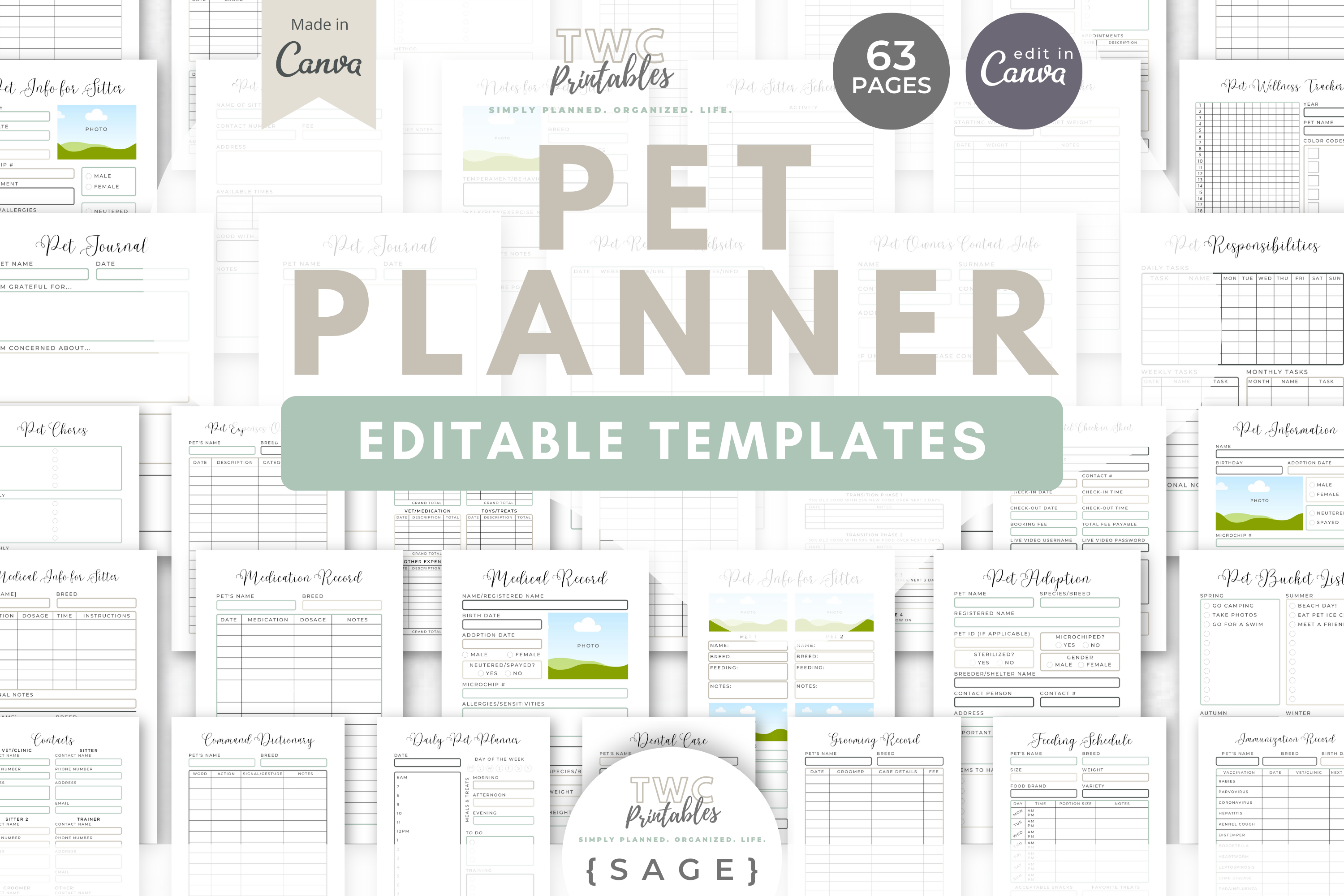 Pet Planner Canva Templates | SAGE Graphic by TWCprintables · Creative ...