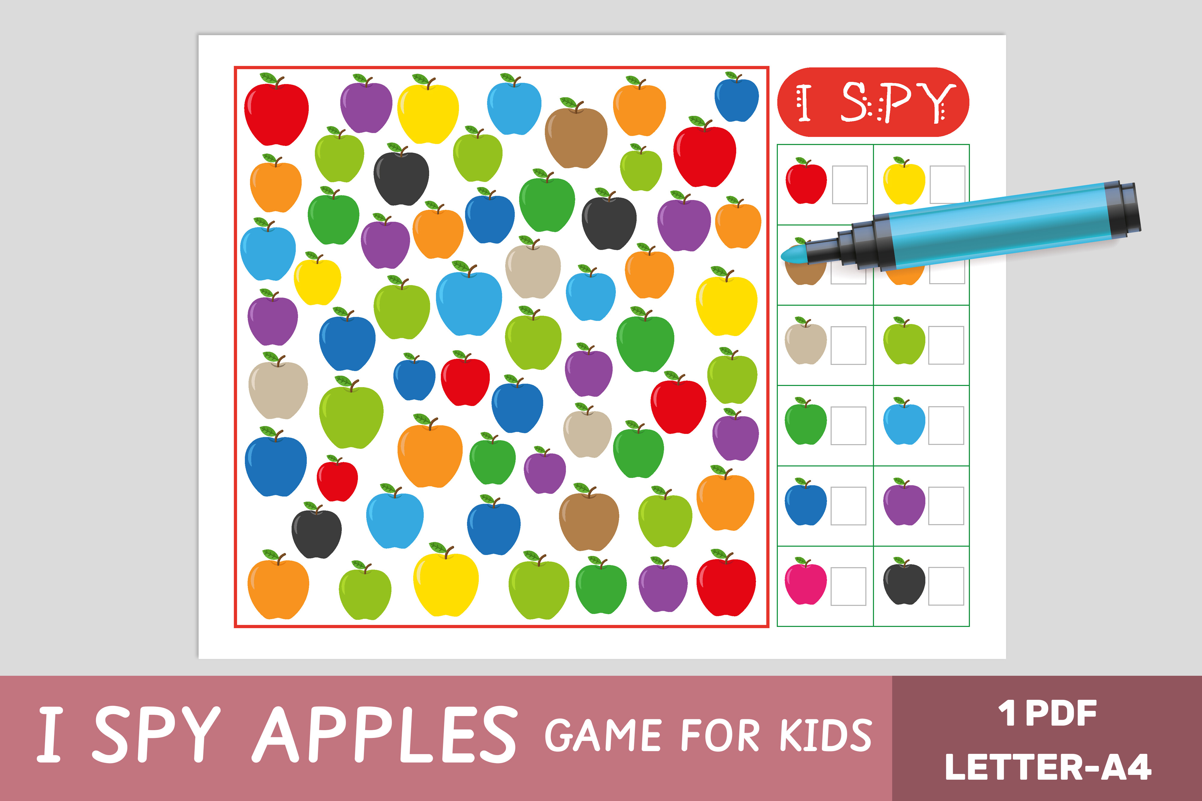 I Spy Game - Apples - Colors - Math Graphic by Let´s go to learn ...