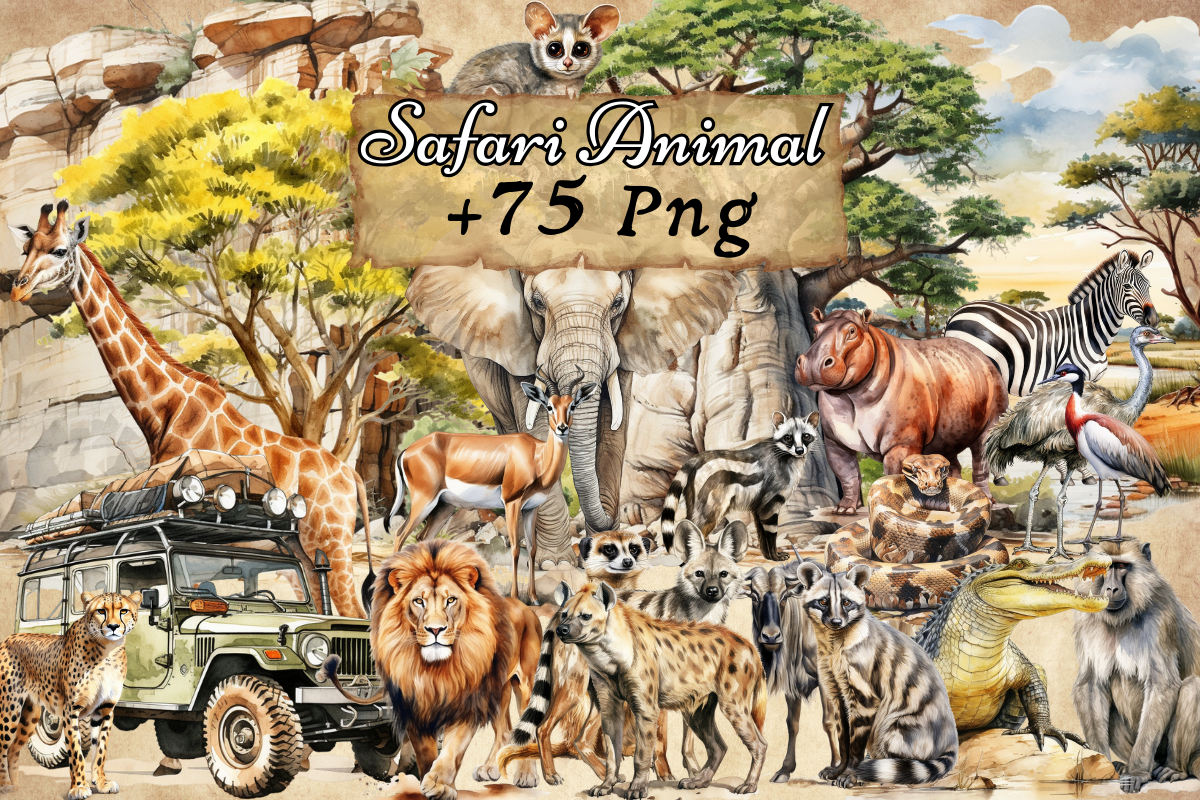 Safari Animal Clipart | +75 Png Graphic by Digital Xpress · Creative ...
