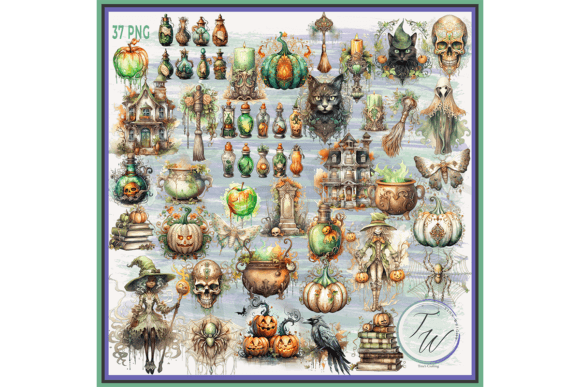 Boho Halloween Watercolor Clipart Set 05 Graphic by kitshub · Creative ...
