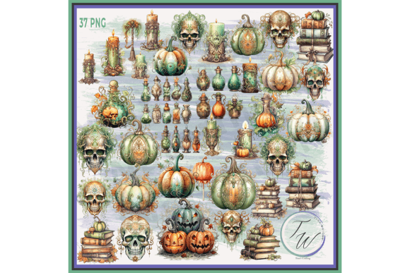 Boho Halloween Watercolor Clipart Set 03 Graphic by kitshub · Creative ...