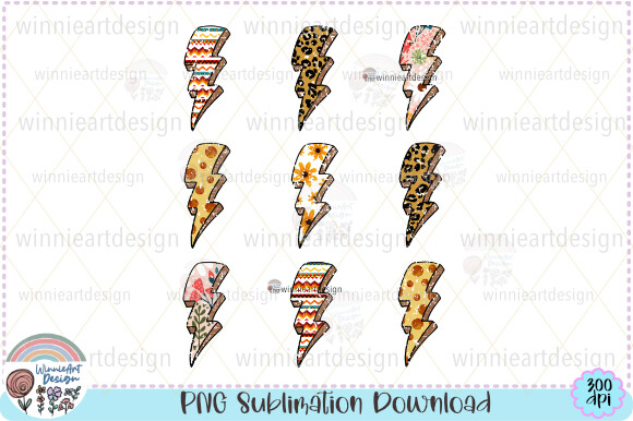Lightning Bolt Sublimation Boho Flower Graphic by WinnieArtDesign ...
