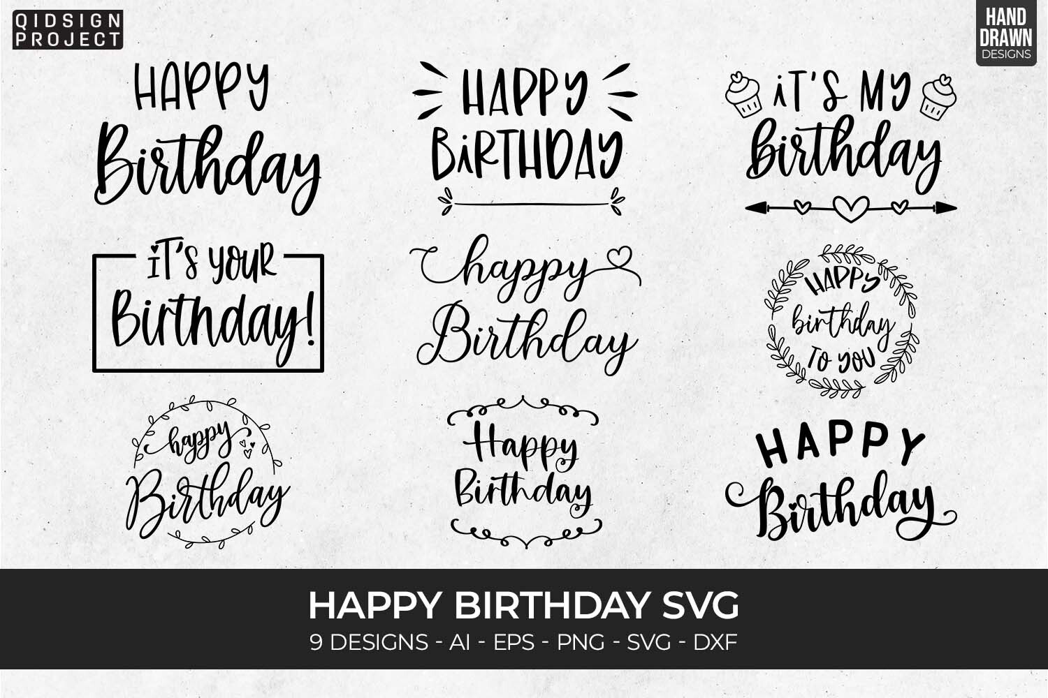 9 Happy Birthday Svg Bundle Graphic by qidsign project · Creative Fabrica