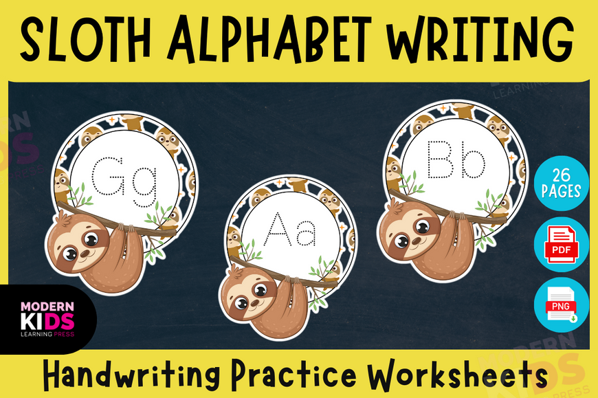 Sloth Alphabet Writing Practice Workshee Graphic by Ovi's Publishing ...