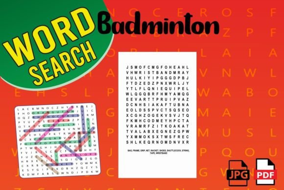 1 Badminton Word Search Designs & Graphics