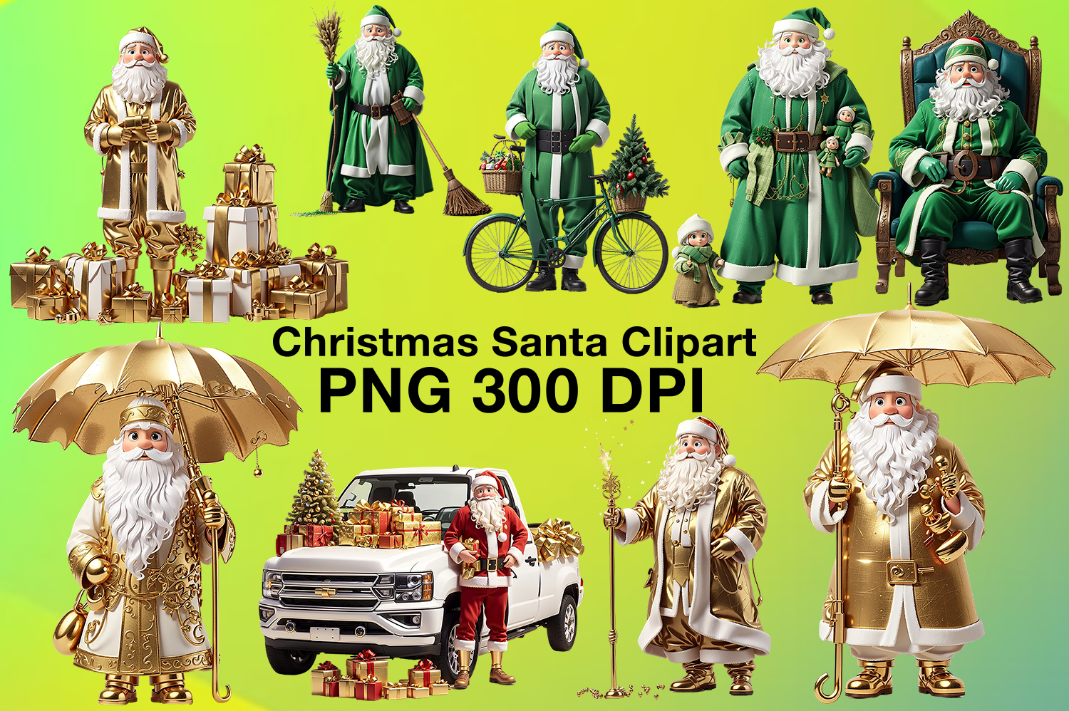 Christmas Santa Clipart PNG Bundle Graphic by Artneticy Fly · Creative ...