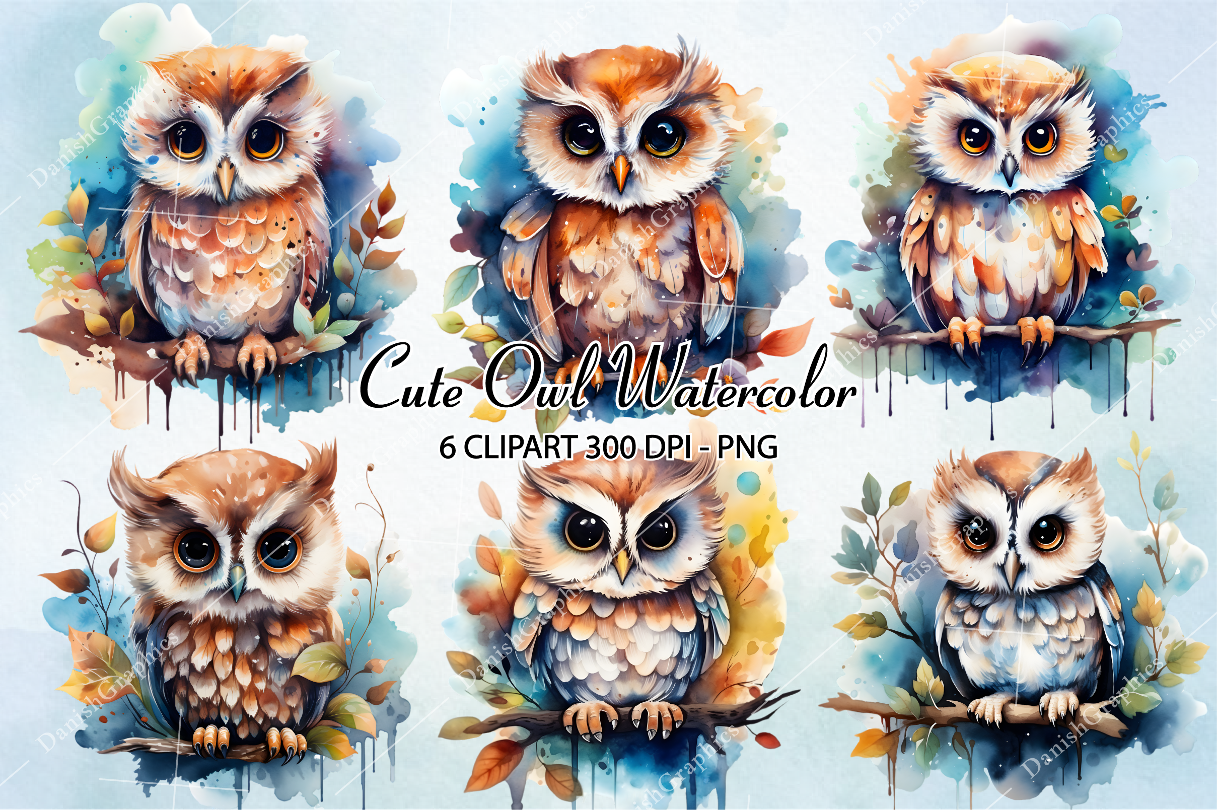 Cute Owl Watercolor Clipart PNG Graphic by Danishgraphics · Creative ...