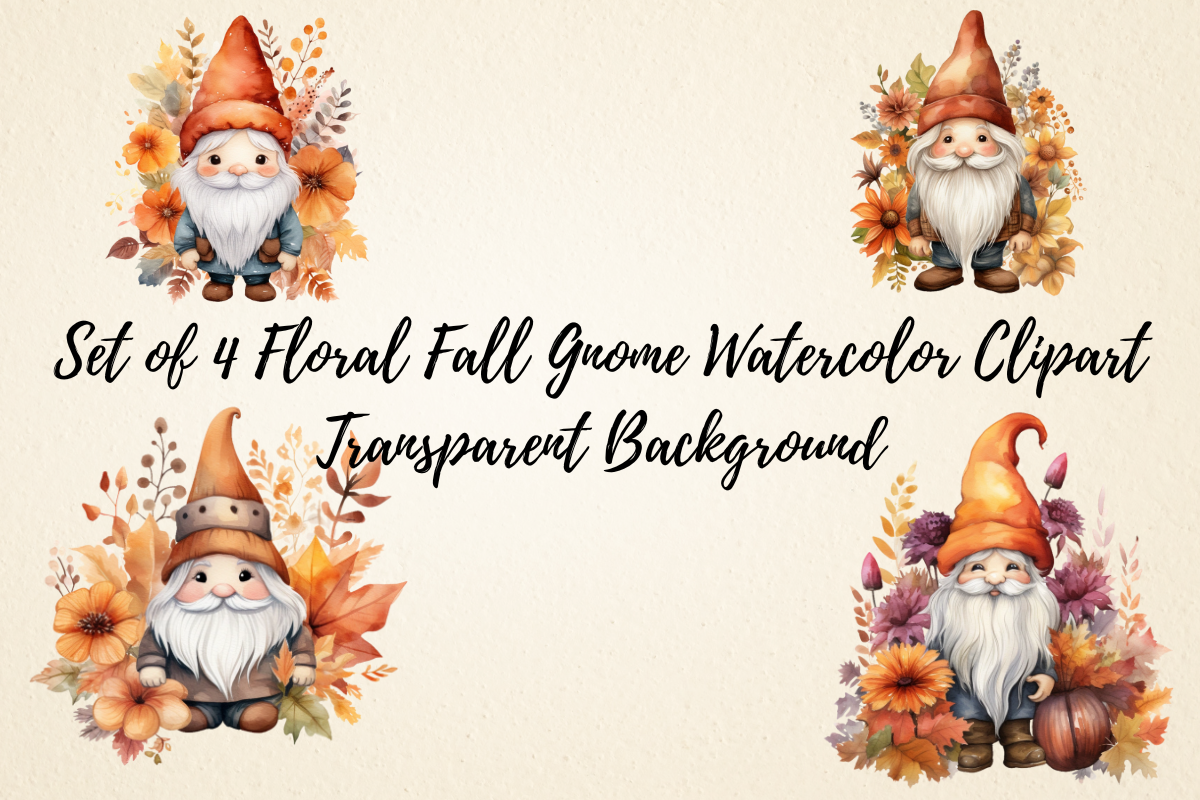 Floral Fall Gnome Watercolor Clipart Graphic by pcudesigns · Creative ...