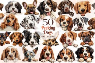 200 Breeds of Peeking Dogs Clipart Graphic by Cat Lady · Creative Fabrica