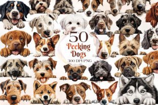 200 Breeds of Peeking Dogs Clipart Graphic by Cat Lady · Creative Fabrica