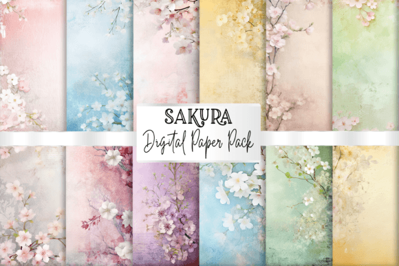 Sakura Digital Backgrounds Graphic by Luv Bijou · Creative Fabrica
