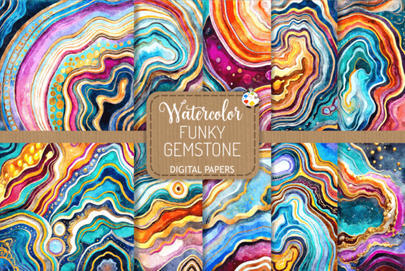 Funky Patterns Set 4 - Watercolor Art Graphic by Prawny · Creative Fabrica