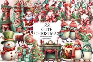 Cute Christmas Watercolor Clipart Bundle Graphic by Ak Artwork ...