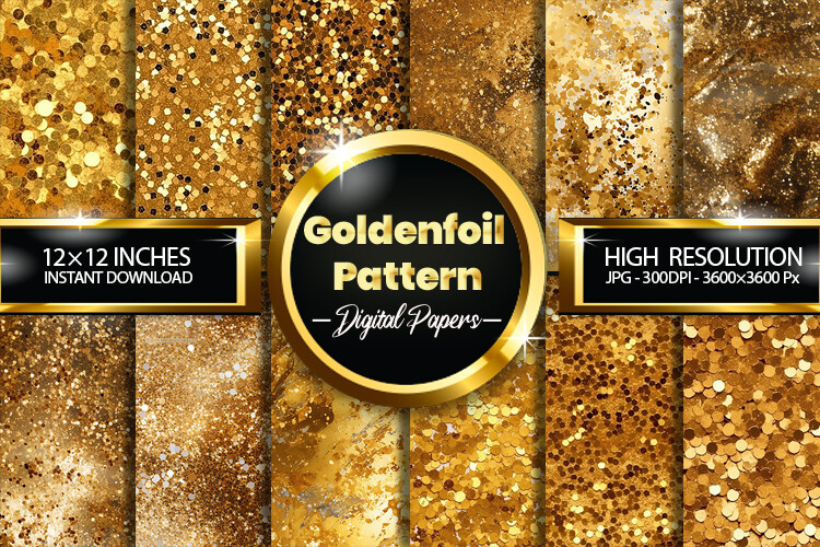 Goldenfoil Glitter Digital Papers Graphic by Hurairagraphics · Creative ...