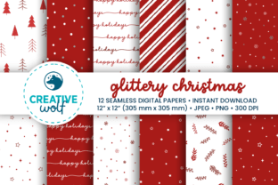 Glittery Christmas Digital Paper Pack Graphic by Creative Wolf Design ...