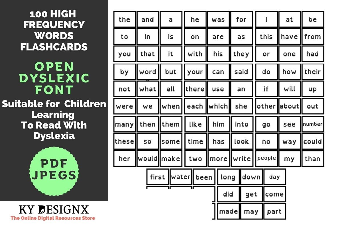 High Frequency Flash Cards Dyslexia Graphic by KY Designx · Creative ...