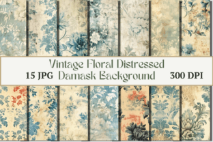 Vintage Distressed Damask Digital Papers Graphic by Creative River ...