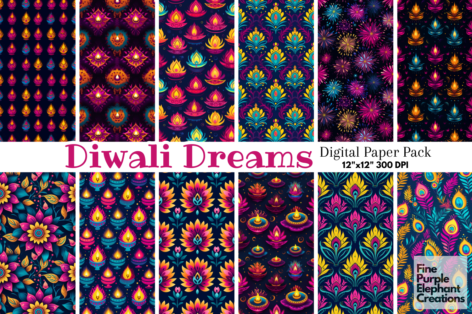 Indian Diwali Hindu Festival Pattern Graphic by finepurpleelephant ...