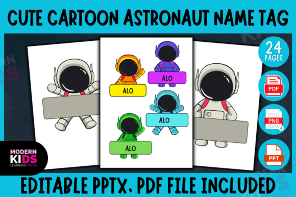 Cute Cartoon Astronaut Name Tags Graphic by Ovi's Publishing · Creative ...