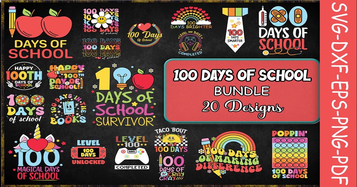 Happy 100Th Day of School Bundle Bundle · Creative Fabrica