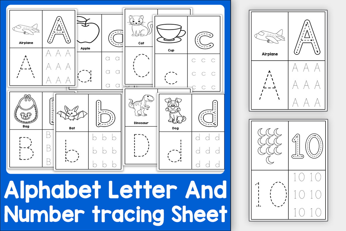 Alphabet & Numbers Tracing for Preschool Graphic by TheStudyKits ...