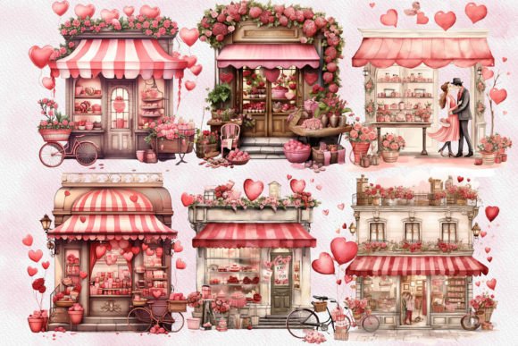 Romantic Valentines Day Shop Clipart Graphic by sayedhasansaif04 ...