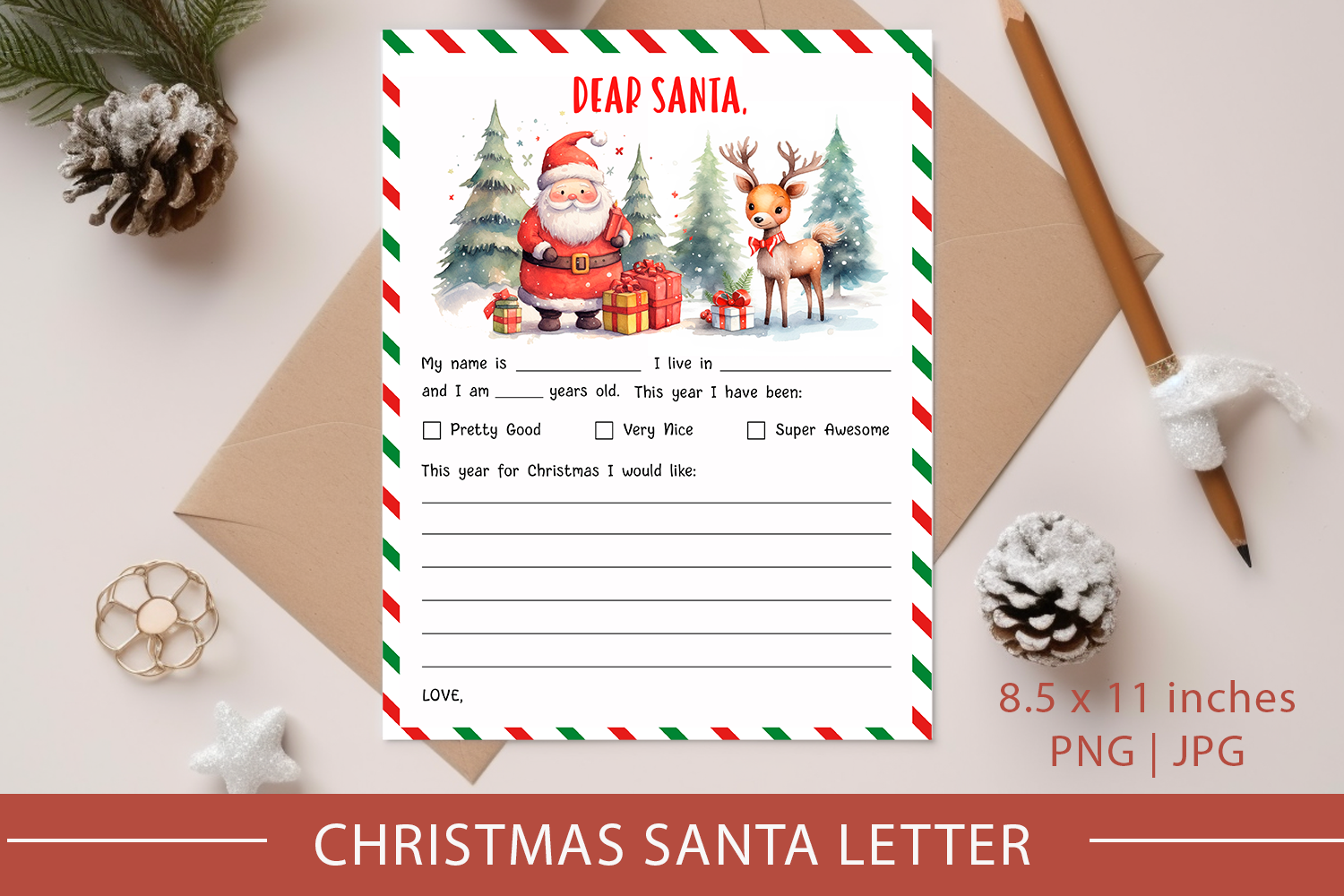 Christmas Letter to Santa Template Graphic by KMarinaDesign · Creative ...