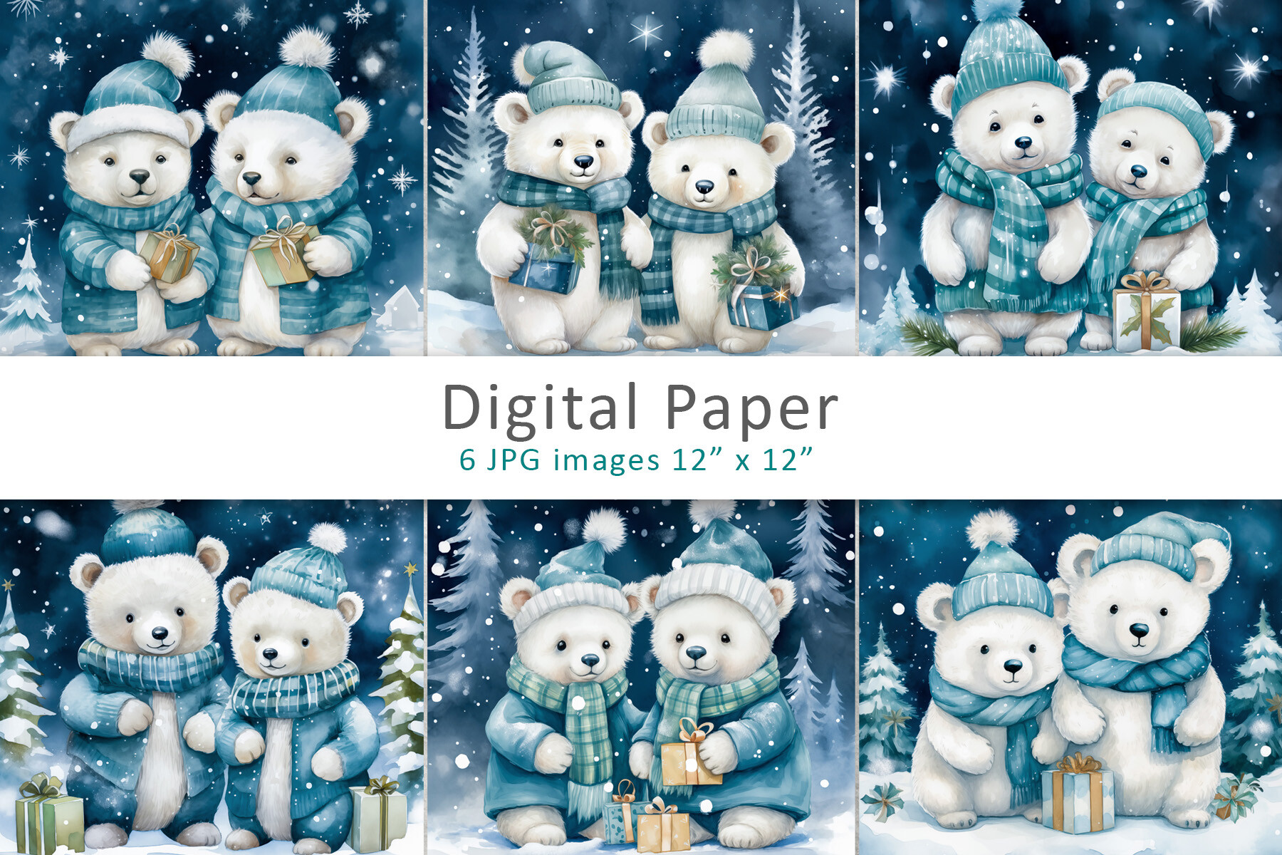 Christmas Bear Digital Papers/Background Graphic by AS Digitale ...