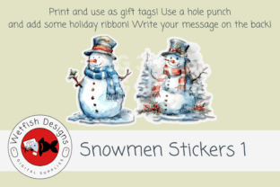 Snowmen Printable Stickers Graphic by Wetfish Designs · Creative Fabrica