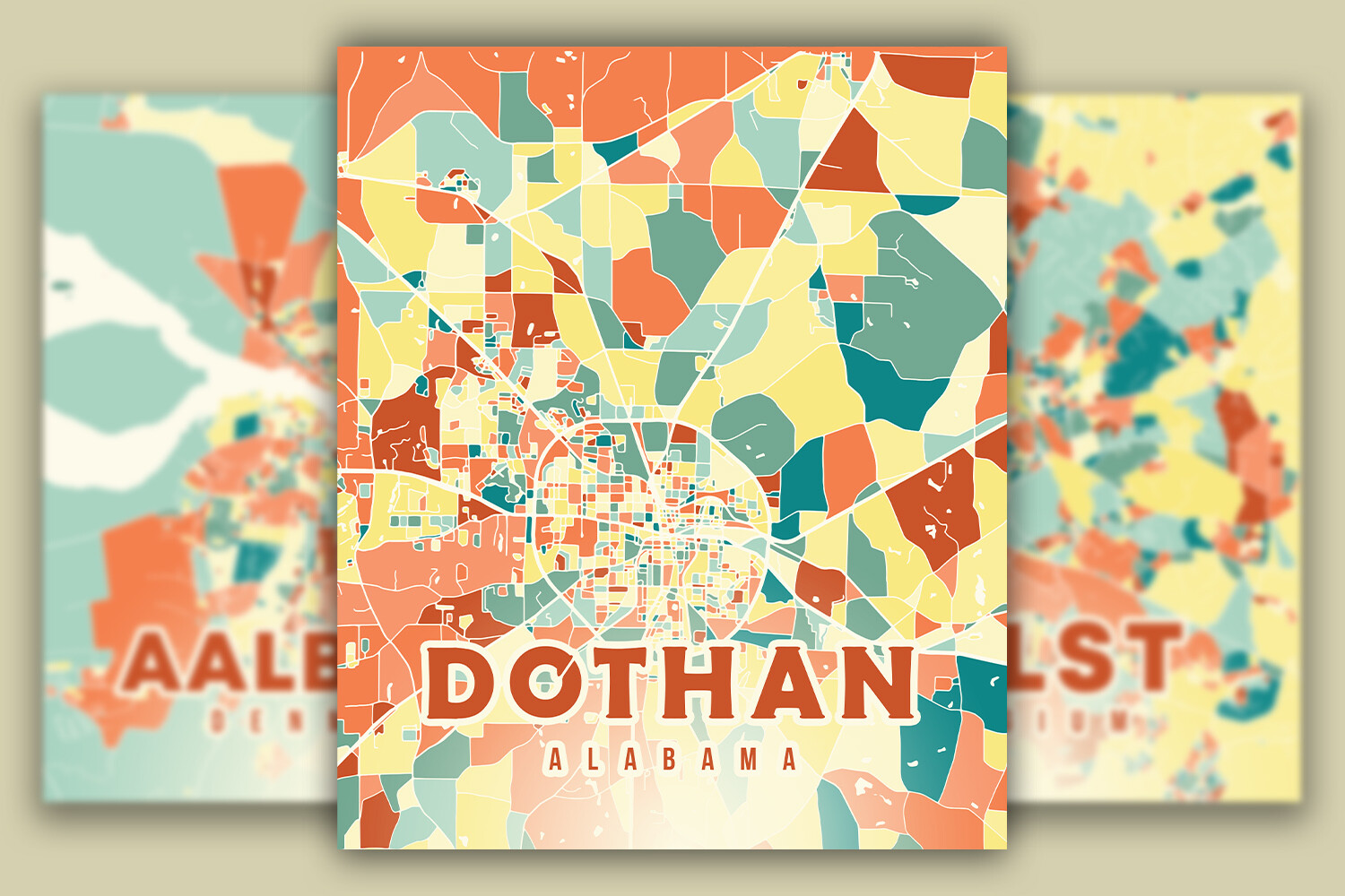 Dothan Alabama Colorful Map Graphic by Poster Boutique · Creative Fabrica
