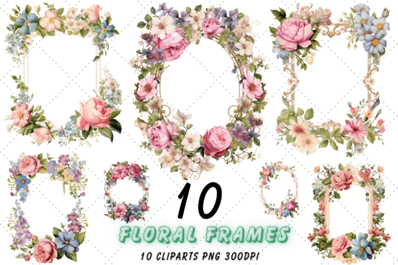 Pastel Floral Frames Sublimation Clipart Graphic by Florid Printables ...