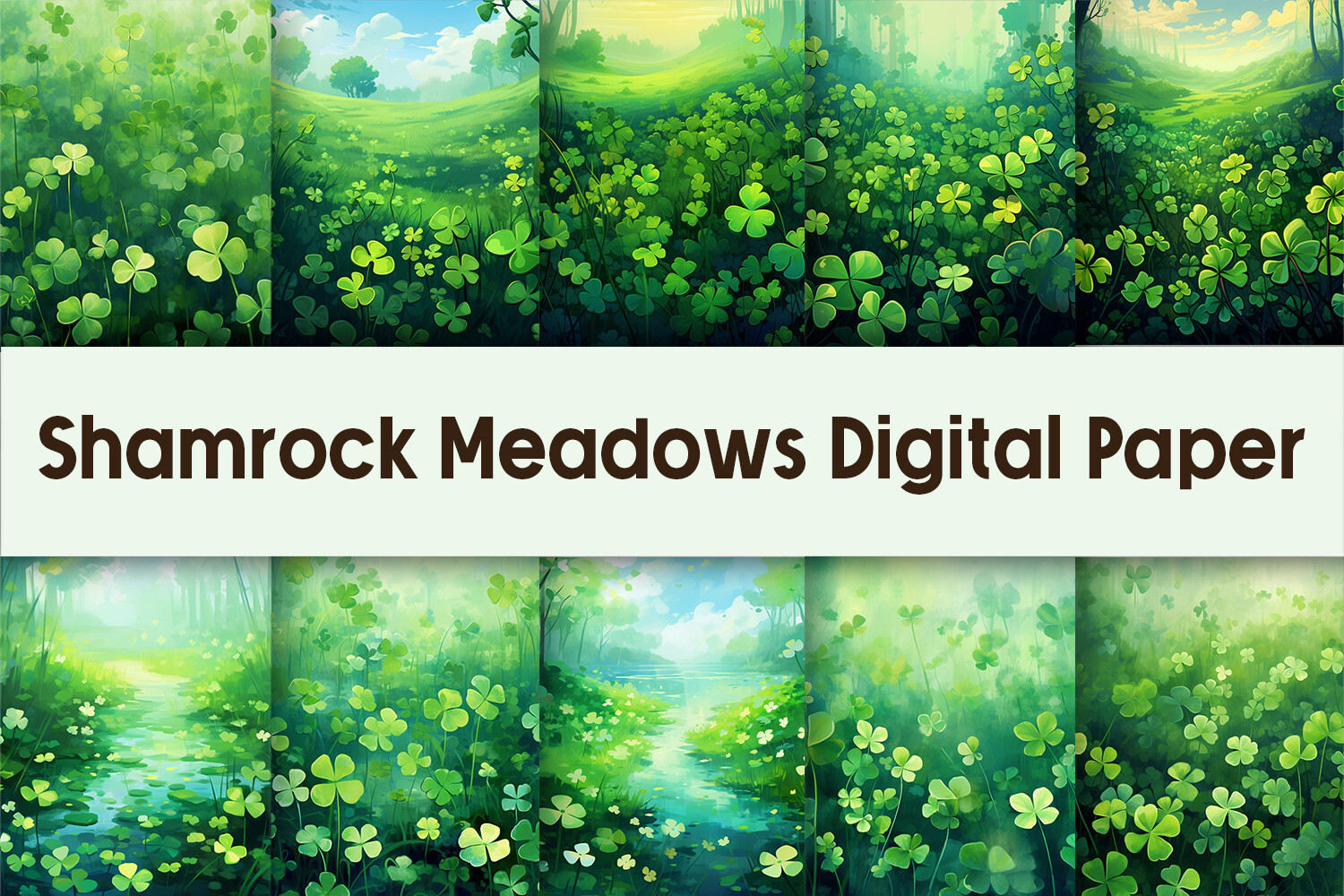Shamrock Meadows Digital Paper Graphic by Pamilah · Creative Fabrica