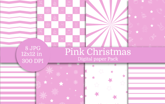 Pink Christmas Digital Paper Graphic by Nam Tiwa · Creative Fabrica