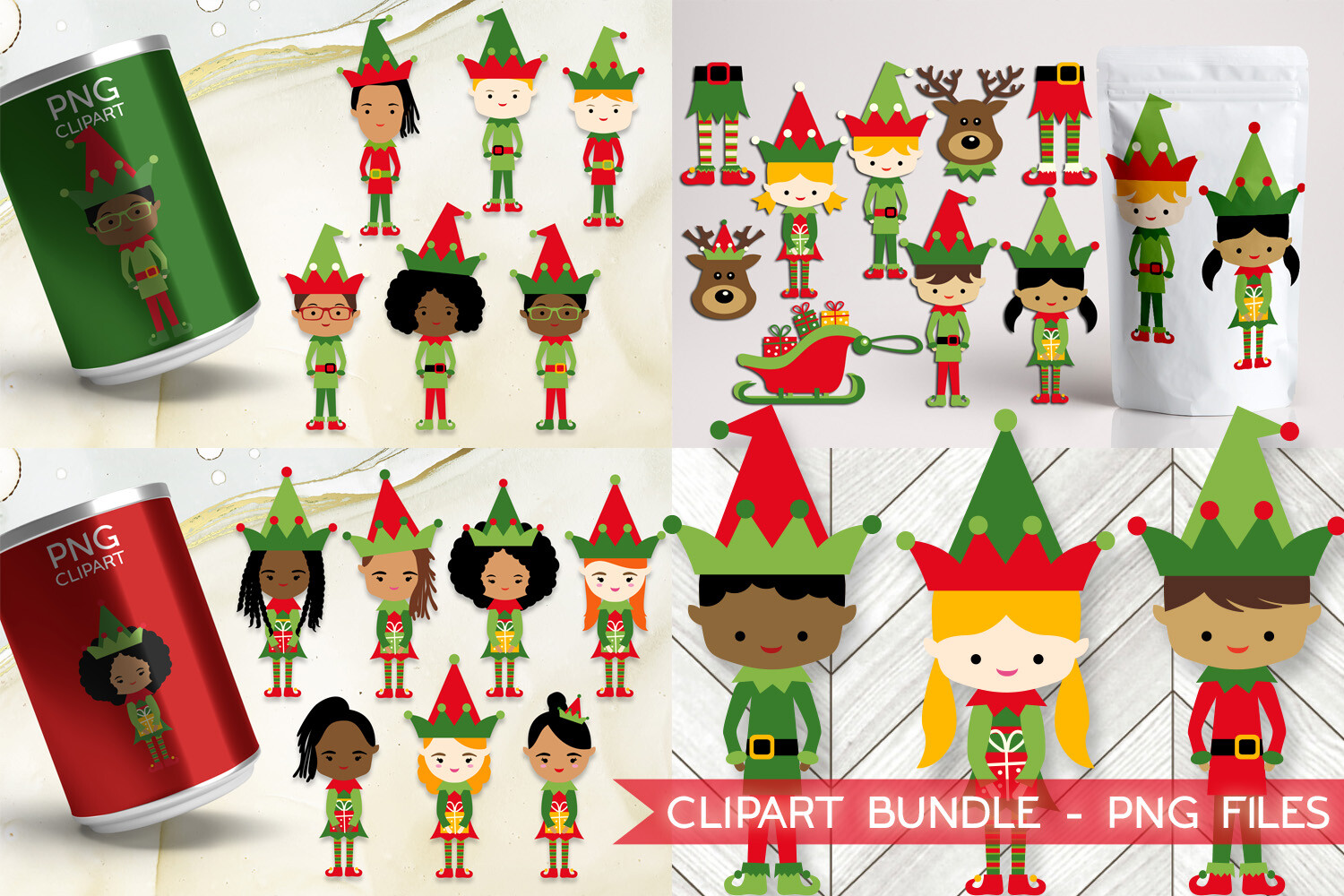 Christmas Elf Clipart Bundle Graphic by Revidevi · Creative Fabrica