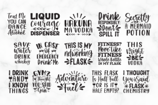 15 Flask Alcohol Quotes SVG Bundle Graphic by Sundiva Design · Creative ...