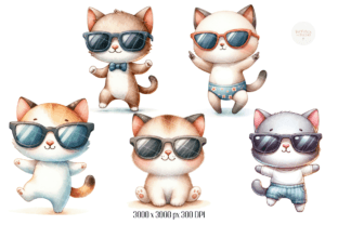 Cute Cats Clipart Bundle | 17 Cats PNG P Graphic by kennocha748 ...