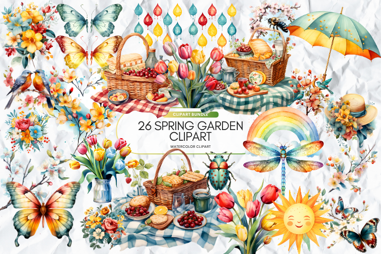 Spring Garden Clipart Graphic by Markicha Art · Creative Fabrica