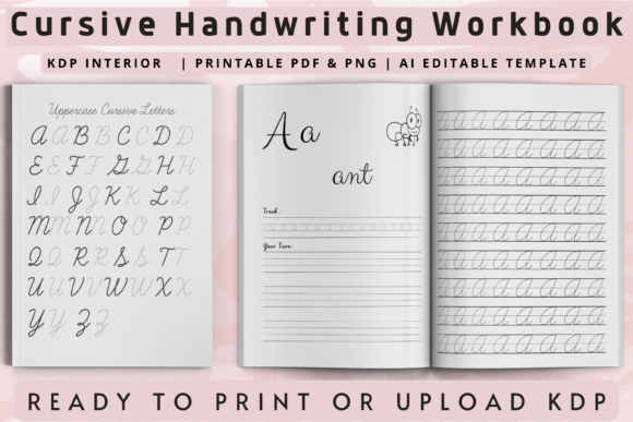 Cursive Handwriting Workbook for Kids Graphic by Interior Creative ...