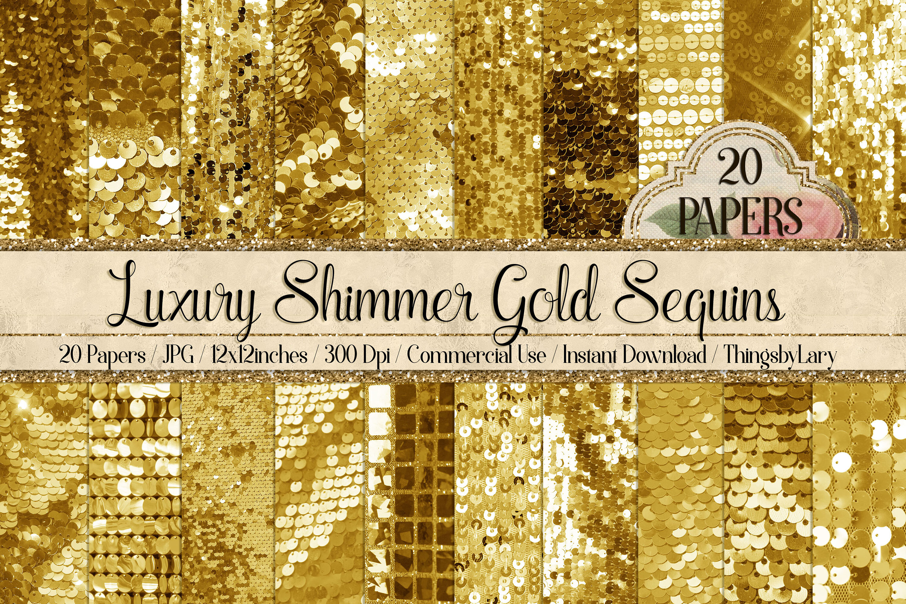 Luxury Shimmer Gold Sequin Papers Graphic by ThingsbyLary · Creative ...